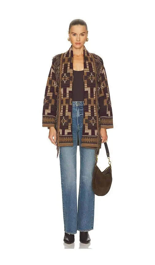 L'Agence Jair Jacquard Cardigan In Brown