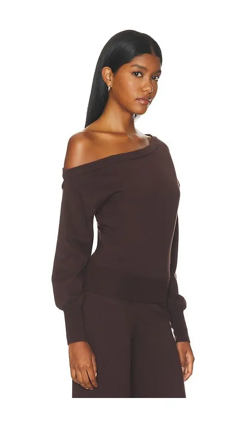 RUNAWAY THE LABEL Heather Off Shoulder Knit Top