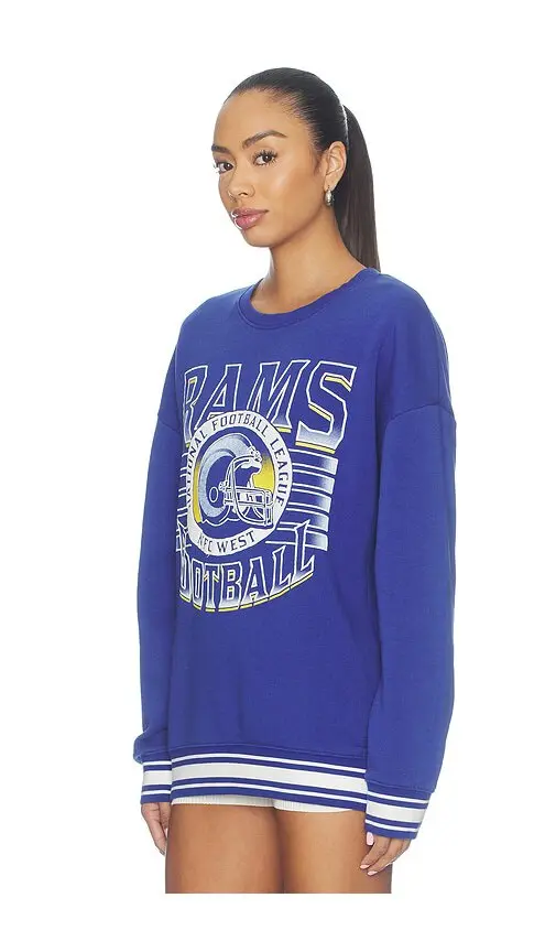 Junk Food Rams Striped Rib Crew Sweatshirt In Blue