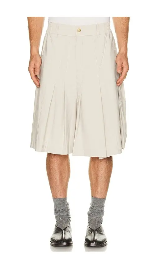 FENG CHEN WANG Irregular Pleats Shorts In Tan