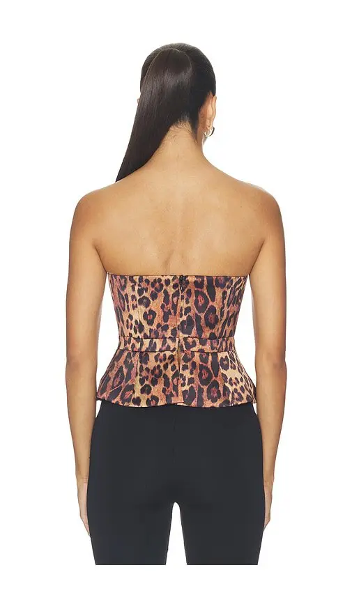 L'Agence Mirella Corset Peplum Top In Brown