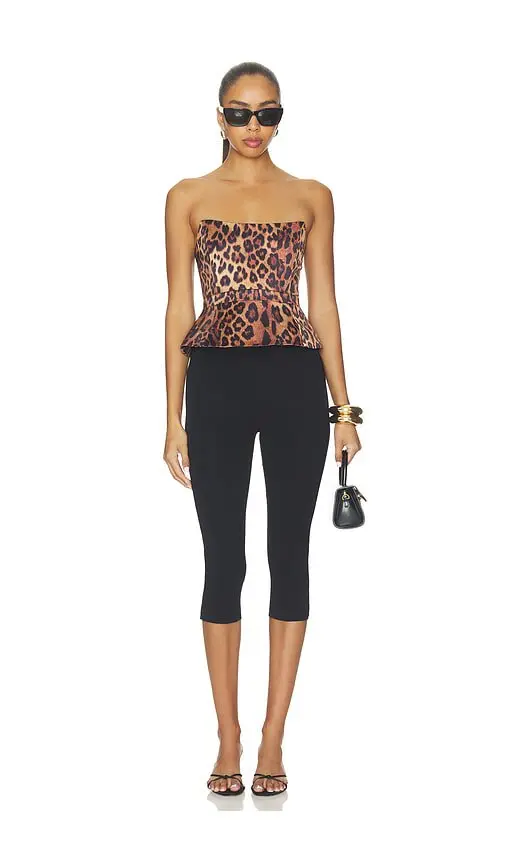 L'Agence Mirella Corset Peplum Top In Brown
