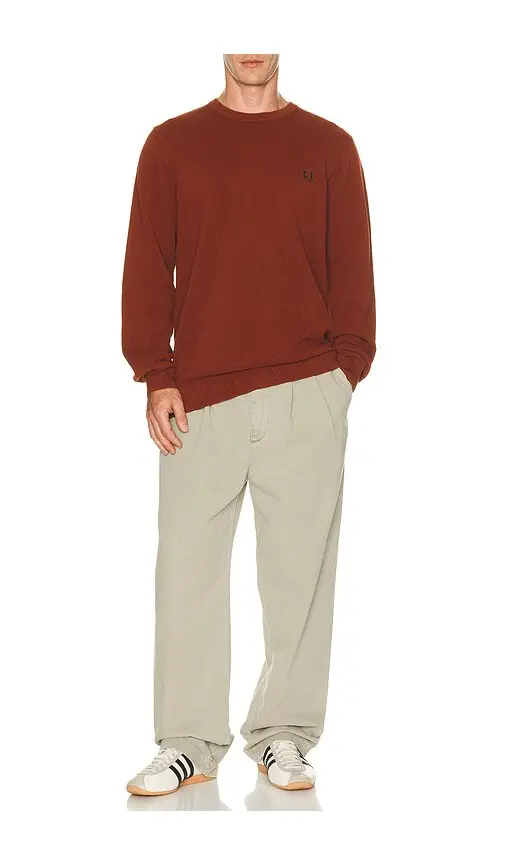 Fred Perry Pique Stitch Jumper In Red