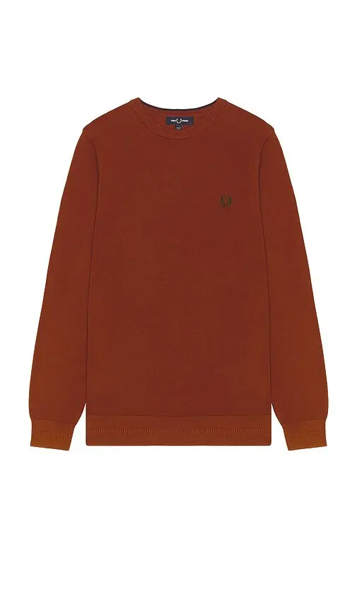 Fred Perry Pique Stitch Jumper In Red