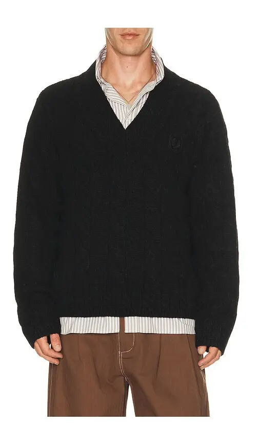Fred Perry Canvas Cable V-neck Jumper