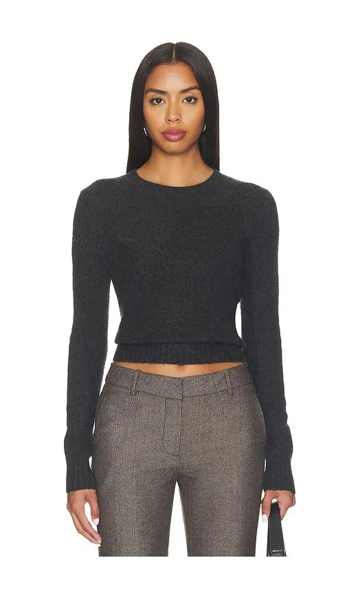 Enza Costa Cashmere Shrunken Crew - Charcoal