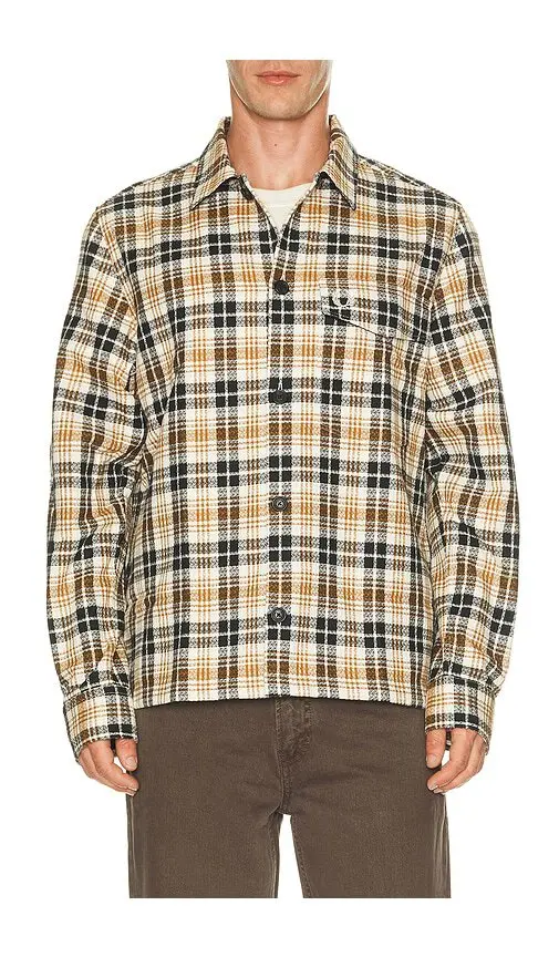 Fred Perry Textured Check Overshirt In Cream