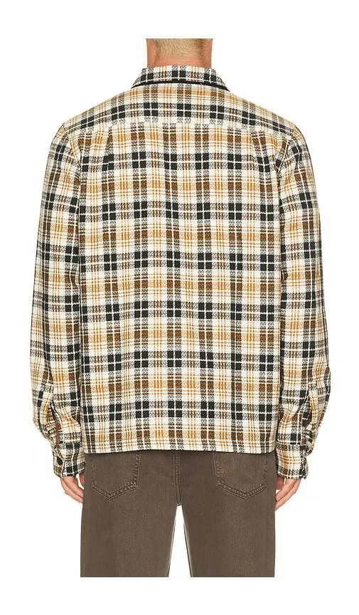 Fred Perry Textured Check Overshirt In Cream