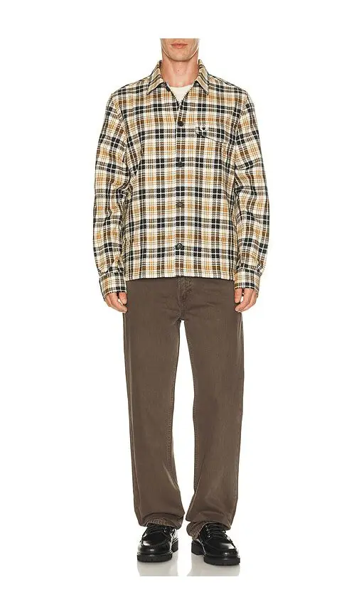 Fred Perry Textured Check Overshirt In Cream