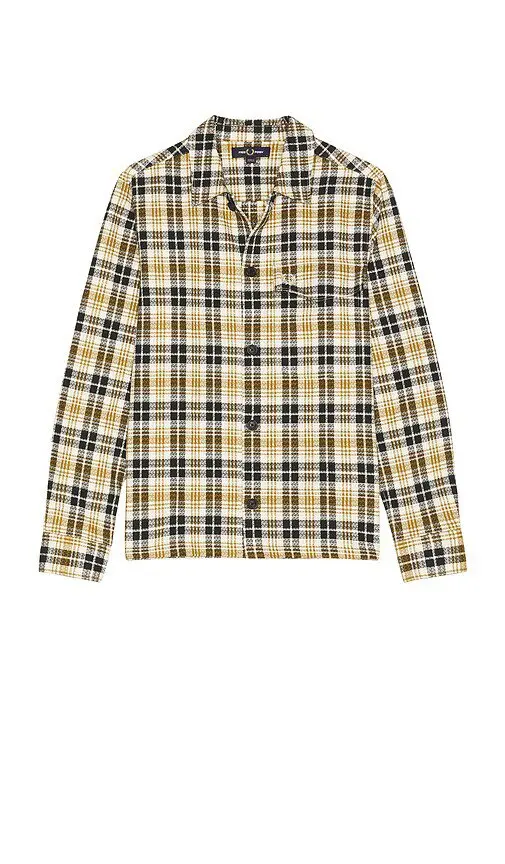 Fred Perry Textured Check Overshirt In Cream