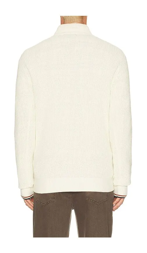 Fred Perry Waffle Stitch Half Zip Jumper In Cream