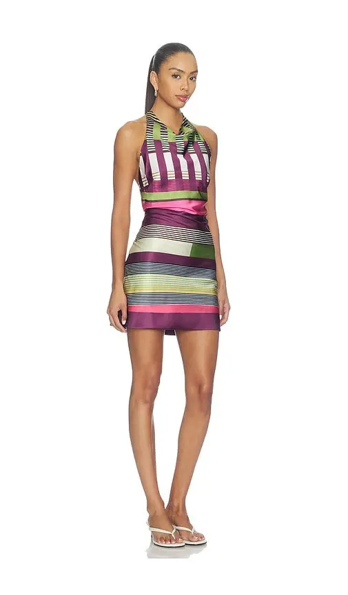 SEVEN WONDERS Lettie Halter Open Back Mini Dress In Purple