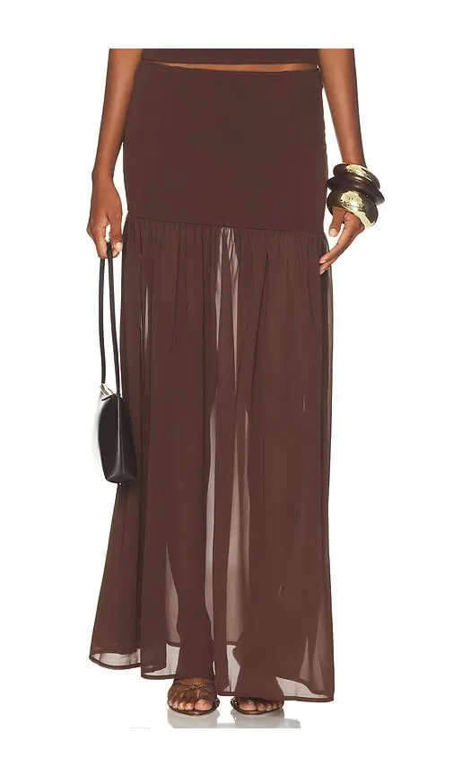 SEVEN WONDERS Nyra Low Waisted Maxi Skirt - Chocolate