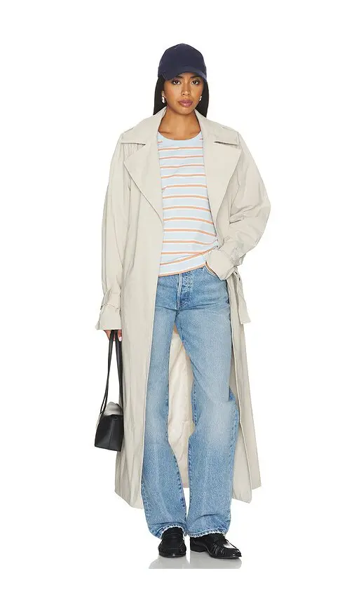 LA LIGNE Stripe Long Sleeve Boyfriend Tee In Baby Blue