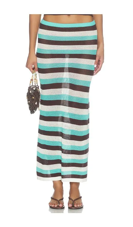SEVEN WONDERS Hazel Low Waisted Knit Midi Skirt In Teal