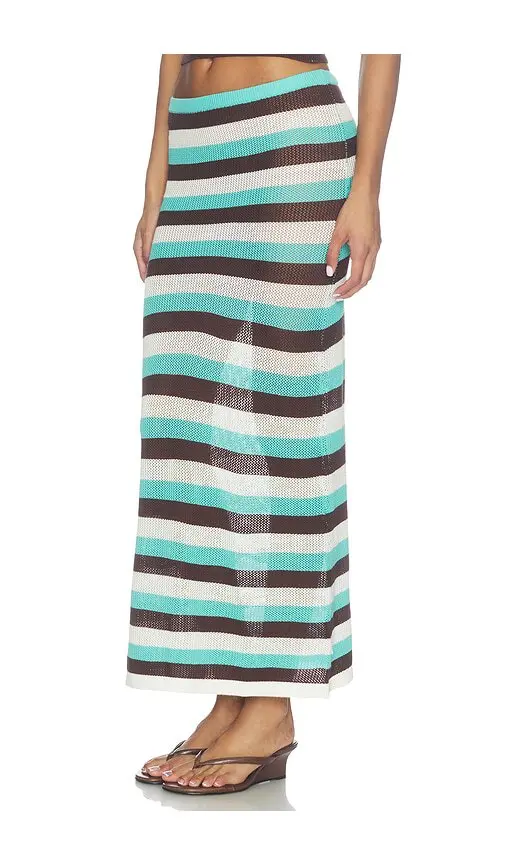 SEVEN WONDERS Hazel Low Waisted Knit Midi Skirt In Teal