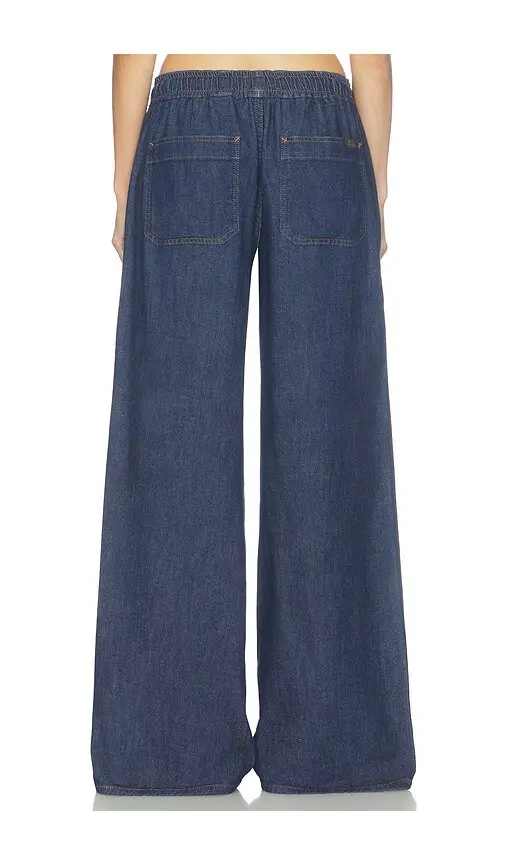 7 For All Mankind Utility Pull On Wide Leg Jean In Blue - Halona