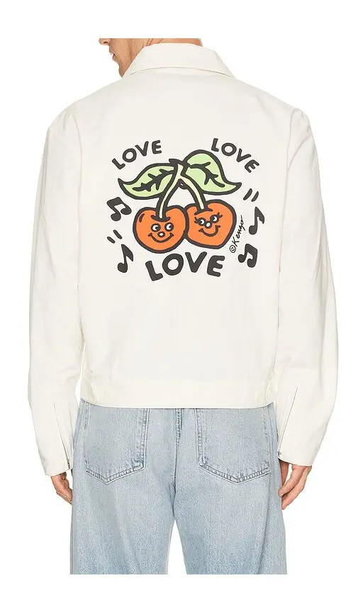 Kenzo Loves Zipped Coach Jacket In Cream