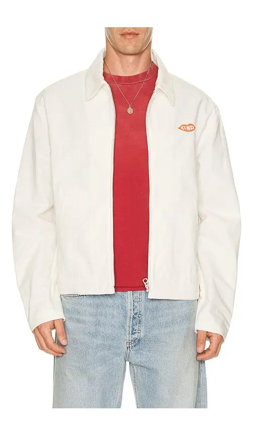 Kenzo Loves Zipped Coach Jacket In Cream
