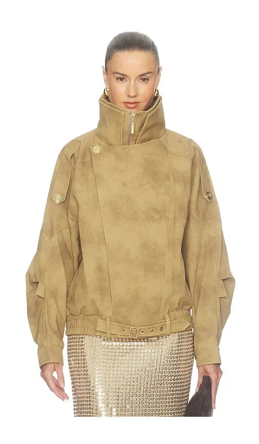 BRONX BANCO Oasis Eco Suede Jacket In Brown