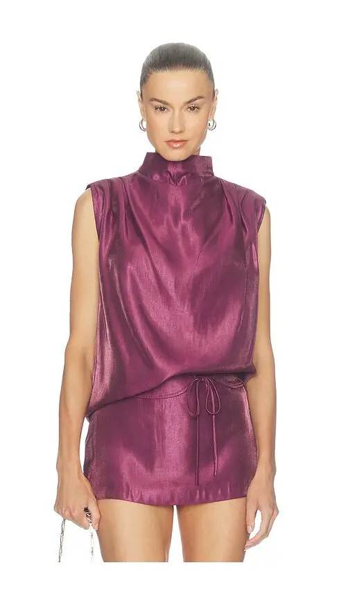 Amanda Uprichard Sleeveless Fabienne Top In Purple - Berry