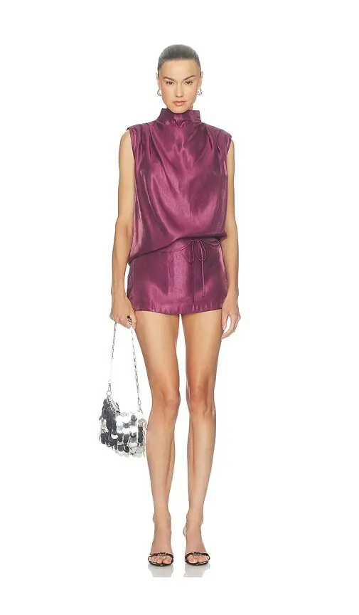 Amanda Uprichard Sleeveless Fabienne Top In Purple - Berry