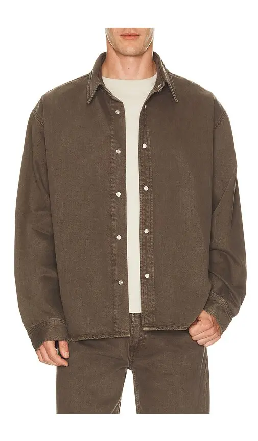 FRAME Relaxed Denim Overshirt In Brown - Brownstone