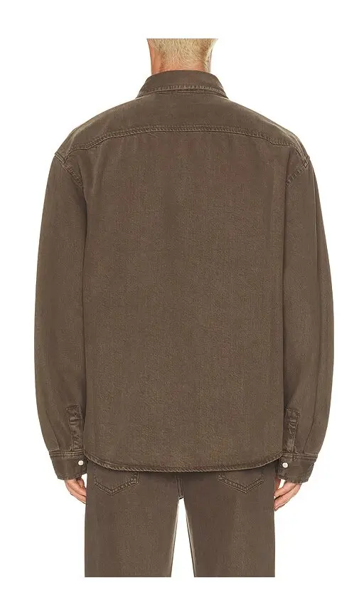 FRAME Relaxed Denim Overshirt In Brown