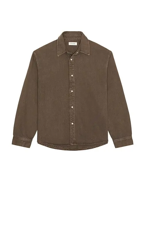 FRAME Relaxed Denim Overshirt In Brown