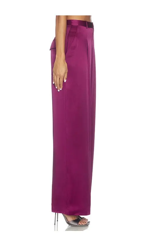Lapointe Satin Relaxed Pleated Pant In Purple