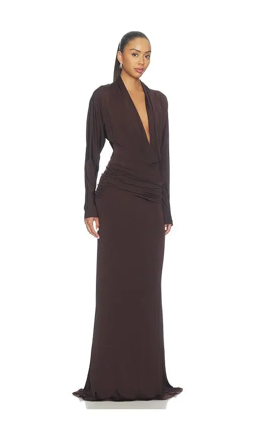 Lapointe Printed Jersey Dolman Cowl Neck Gown