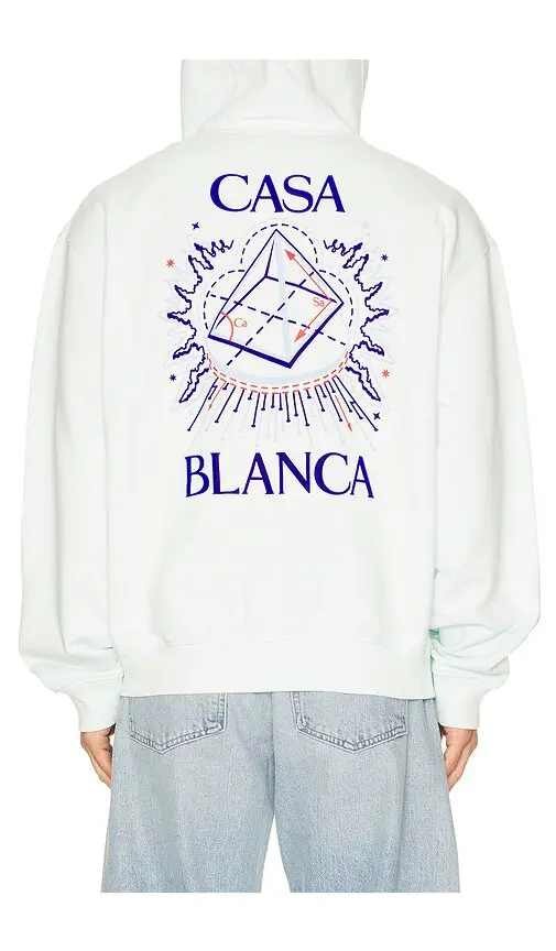 Casablanca Celestial Pyramid Flock Printed Classic Zip Up Hoodie In Baby Blue - Ice Blue
