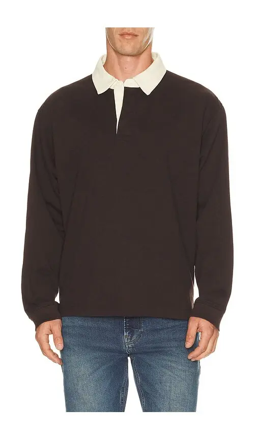 FRAME Rugby Polo Shirt In Brown