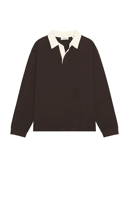 FRAME Rugby Polo Shirt In Brown