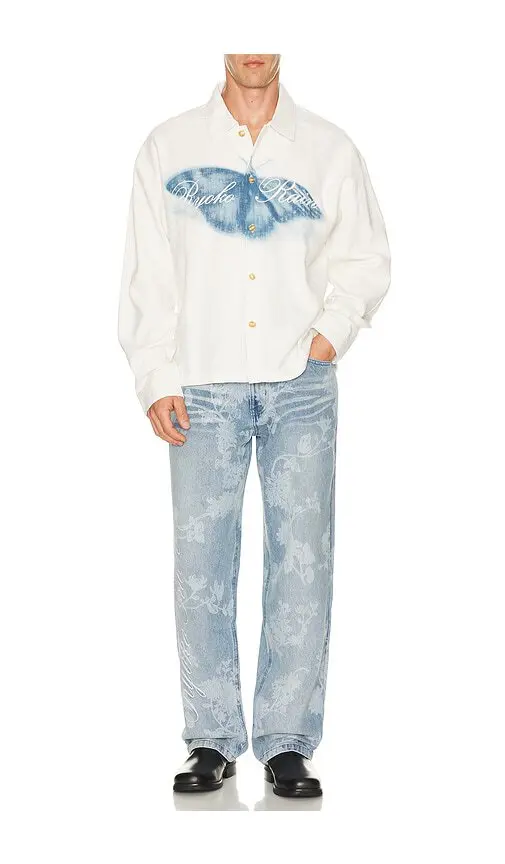 RYOKO RAIN Blurred Butterfly Button Up Shirt