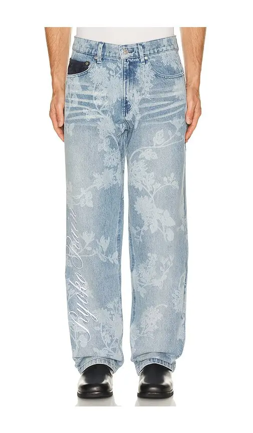 RYOKO RAIN Laser Engraved Floral Jeans