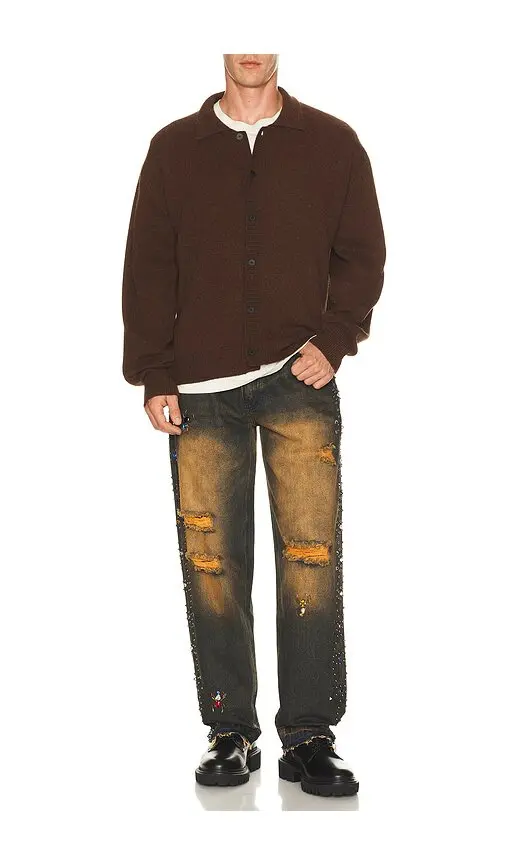RYOKO RAIN Vintage Washed Stutted Jeans In Grey