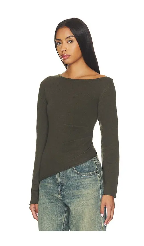 Helmut Lang Draped Asym Top In Olive