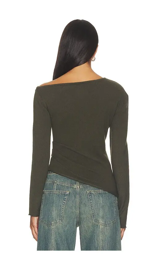Helmut Lang Draped Asym Top In Olive