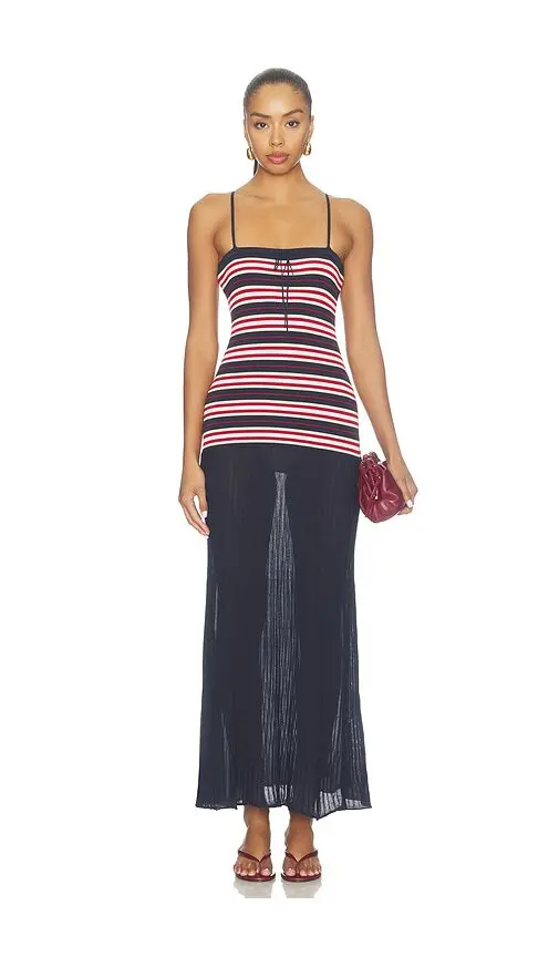 Faithfull The Brand Doris Maxi Dress In Navy - Cila Stripe Navy