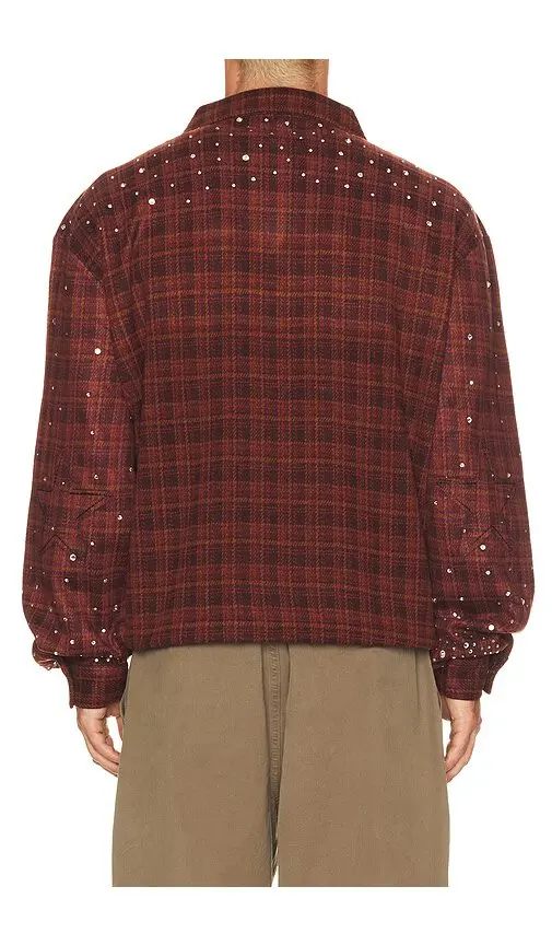 RYOKO RAIN Pullover Rhienstone Flannel In Red