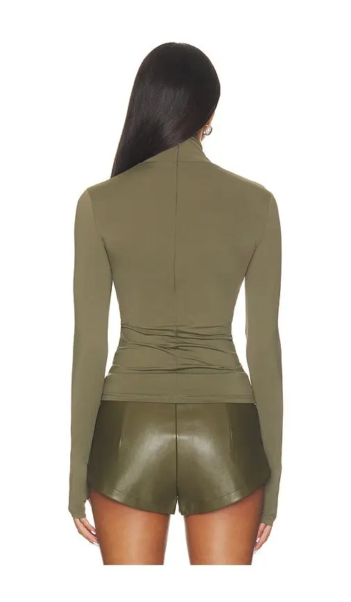 NAKEDVICE Tulsa Slinky Turtleneck Top In Olive