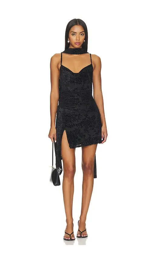 RUNAWAY THE LABEL Dawn Scoop Neck Mini Dress - Black