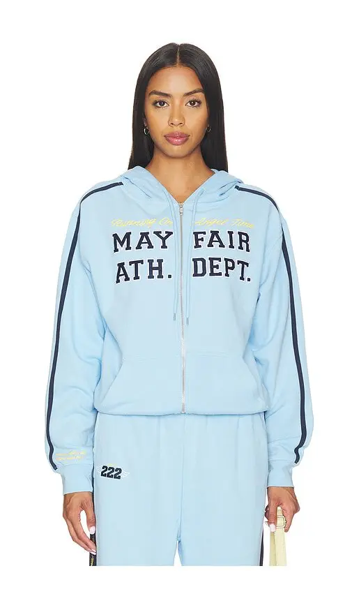 THE MAYFAIR GROUP Mayfair Athletic Dept. Zip Up Hoodie In Baby Blue