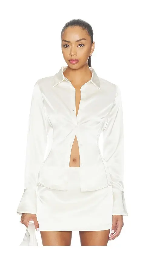RUNAWAY THE LABEL Hartley Fitted Collared Shirt - Ivory
