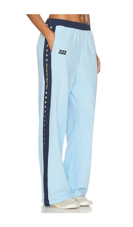 THE MAYFAIR GROUP Mayfair Athletic Dept. Wide Leg Sweatpant In Baby Blue - Light Blue