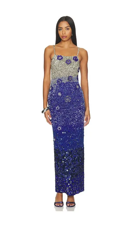 LA FUORI Sapphire Stardust Dress In Navy - Silver Navy