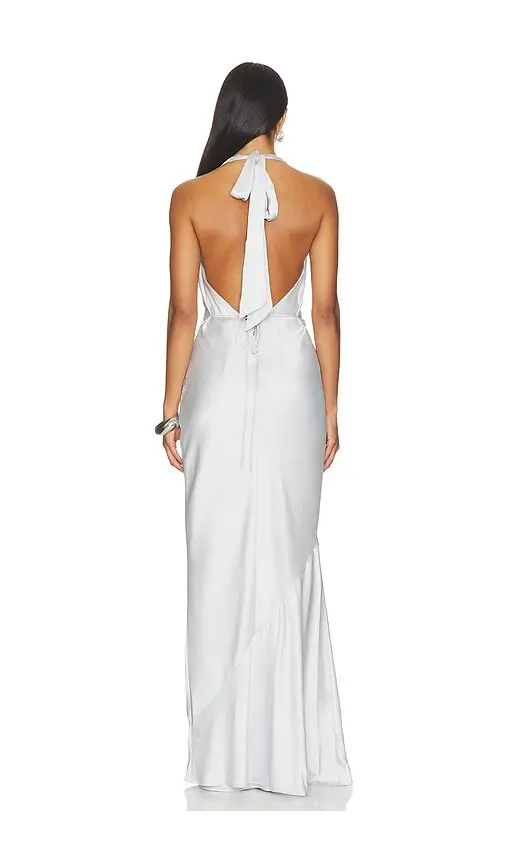 NOOKIE Penelope Drape Gown In Grey - Platinum