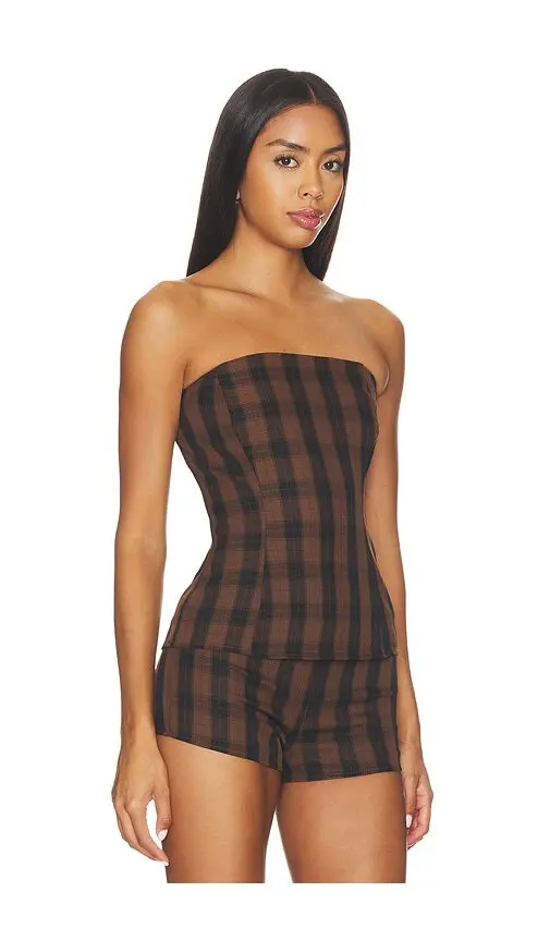 MORE TO COME Audriena Strapless Top In Brown