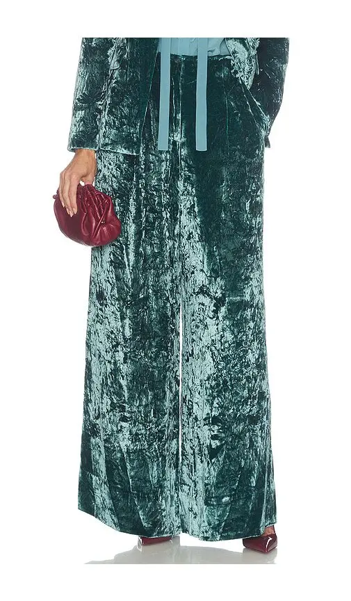 Ulla Johnson Elan Velvet Pant In Green - Jadeite